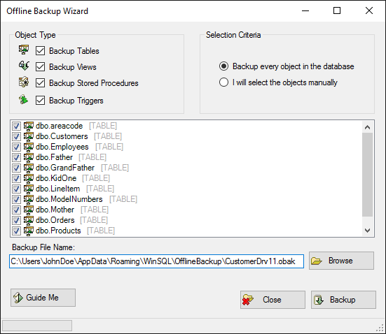 Backing Up a Database